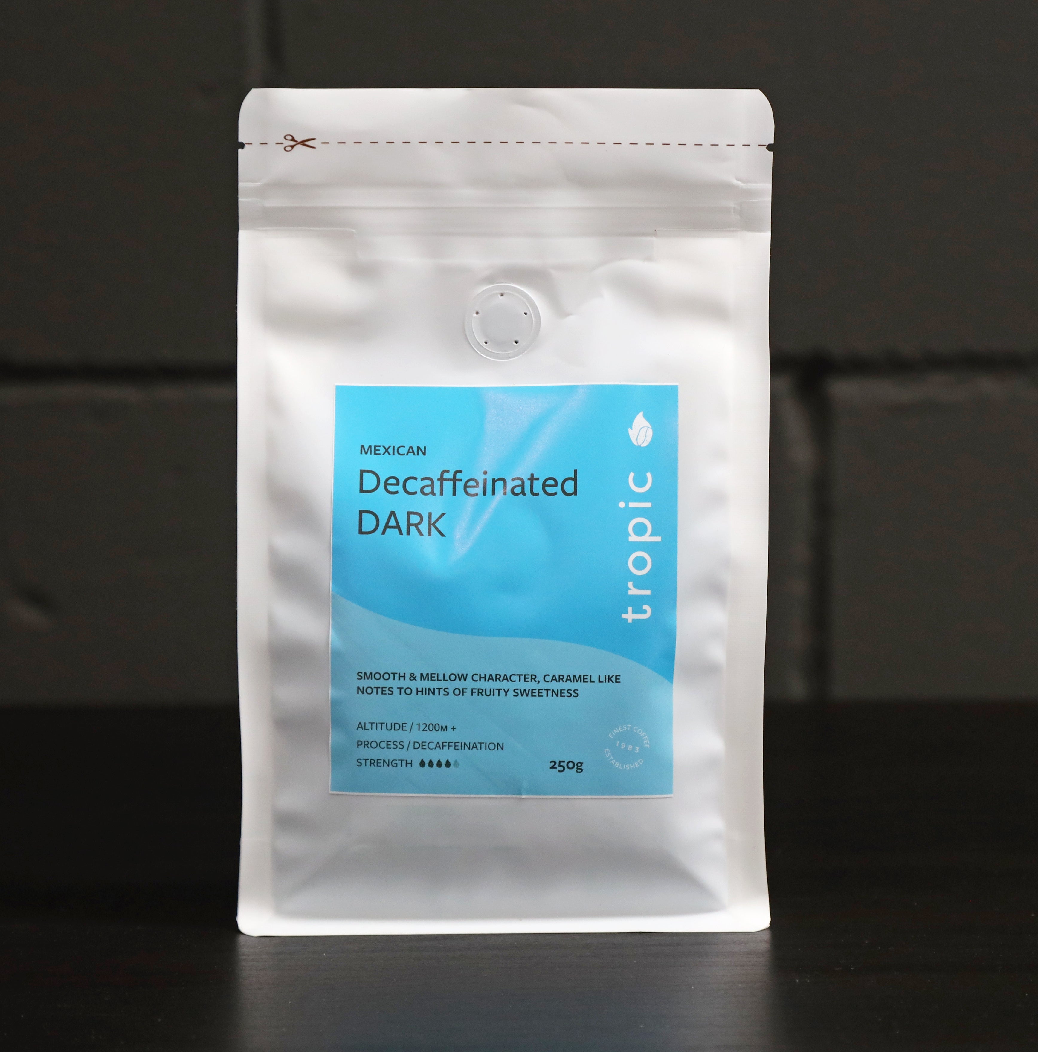 Decaffeinated Dark Coffee | Buy Decaf Coffee Online | Tropic Coffee ...